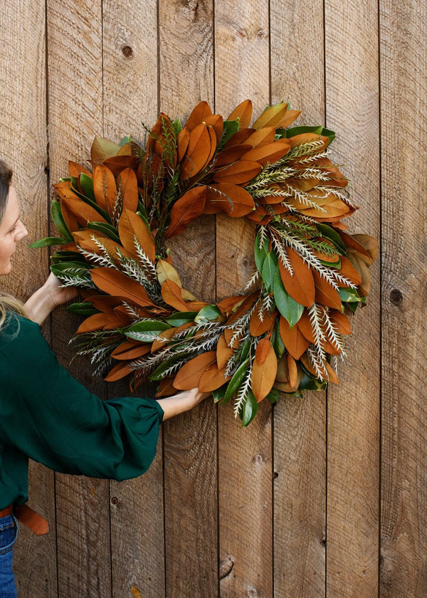 Menagerie Fresh Magnolia Holiday Wreath - Menagerie Farm & Flower